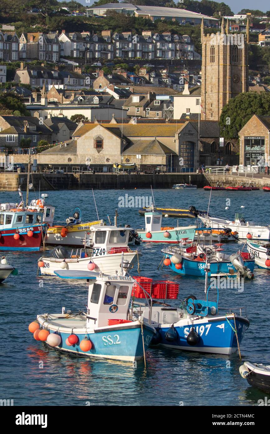 Fishing Boats, St. Ives Harbour, Cornwall, England, August Stock Photo ...