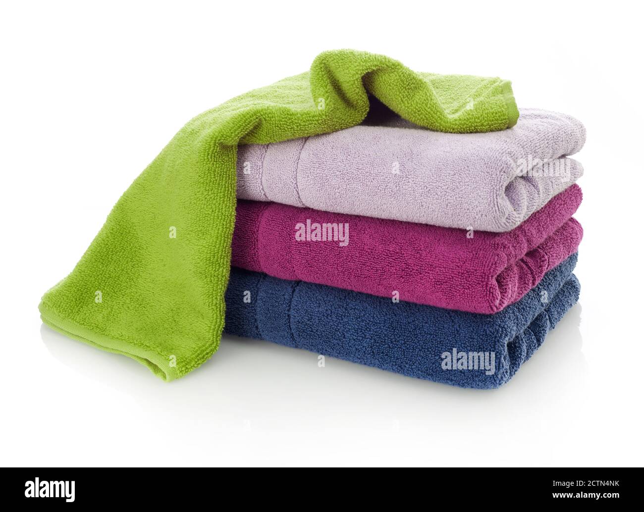 Clean multi-colored towels isolated on white Stock Photo - Alamy