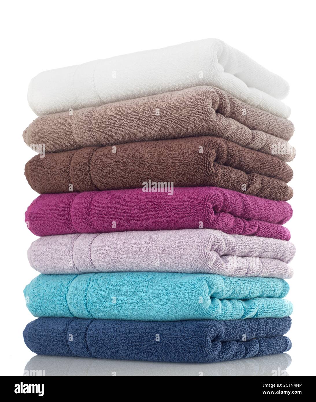 Clean multi-colored towels isolated on white Stock Photo - Alamy