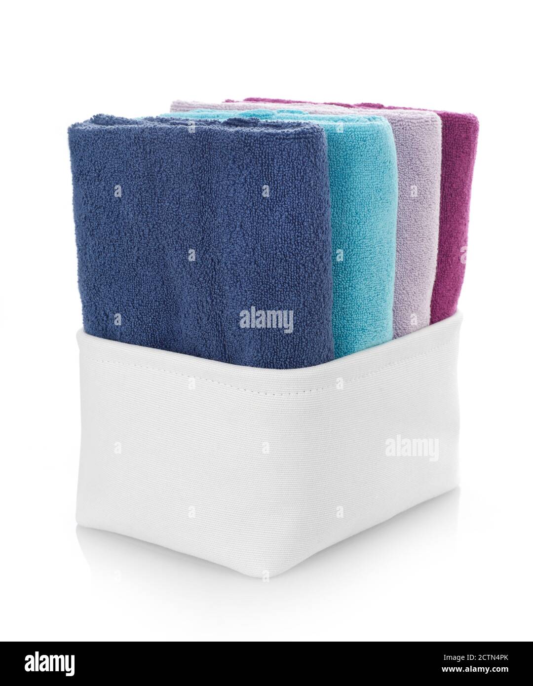 Clean multi-colored towels isolated on white Stock Photo - Alamy
