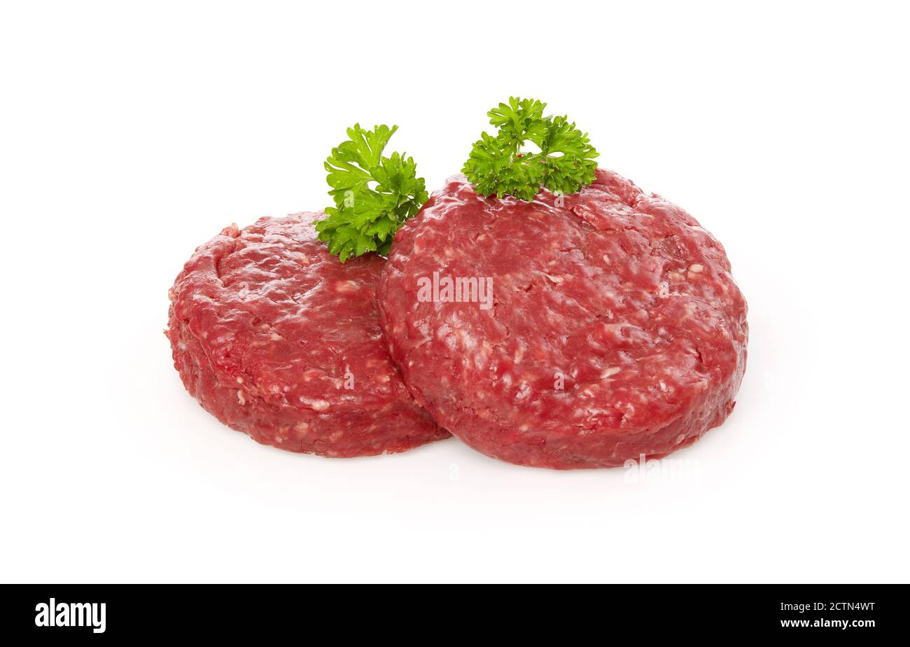 Raw burger meat isolated Stock Photo - Alamy