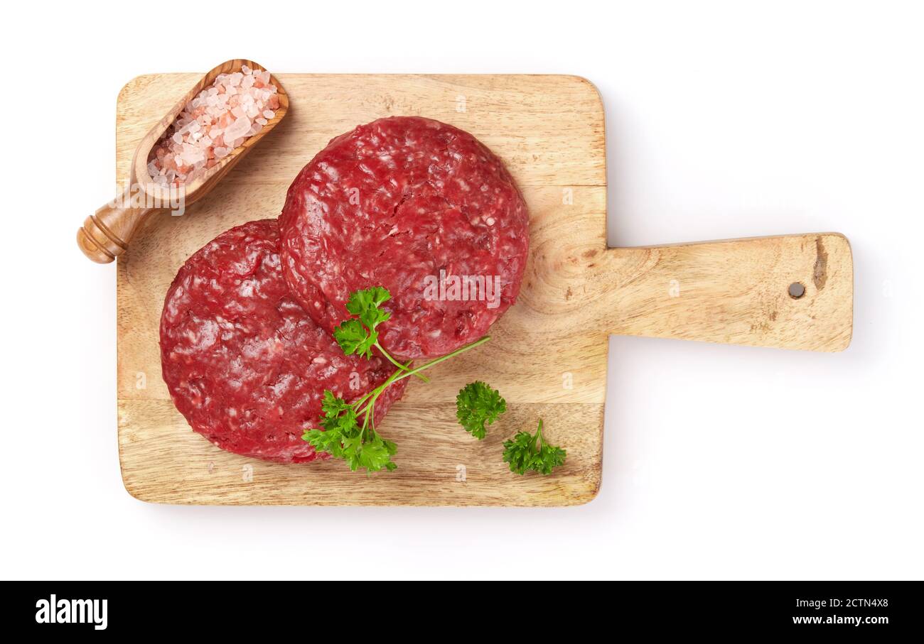 Raw burger meat isolated Stock Photo - Alamy