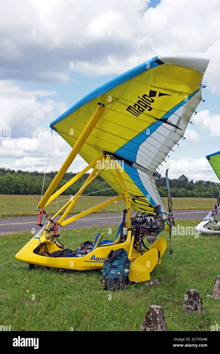 A Microlight (or Ultralight) aircraft, spotted at Egletons Aerodrome in ...