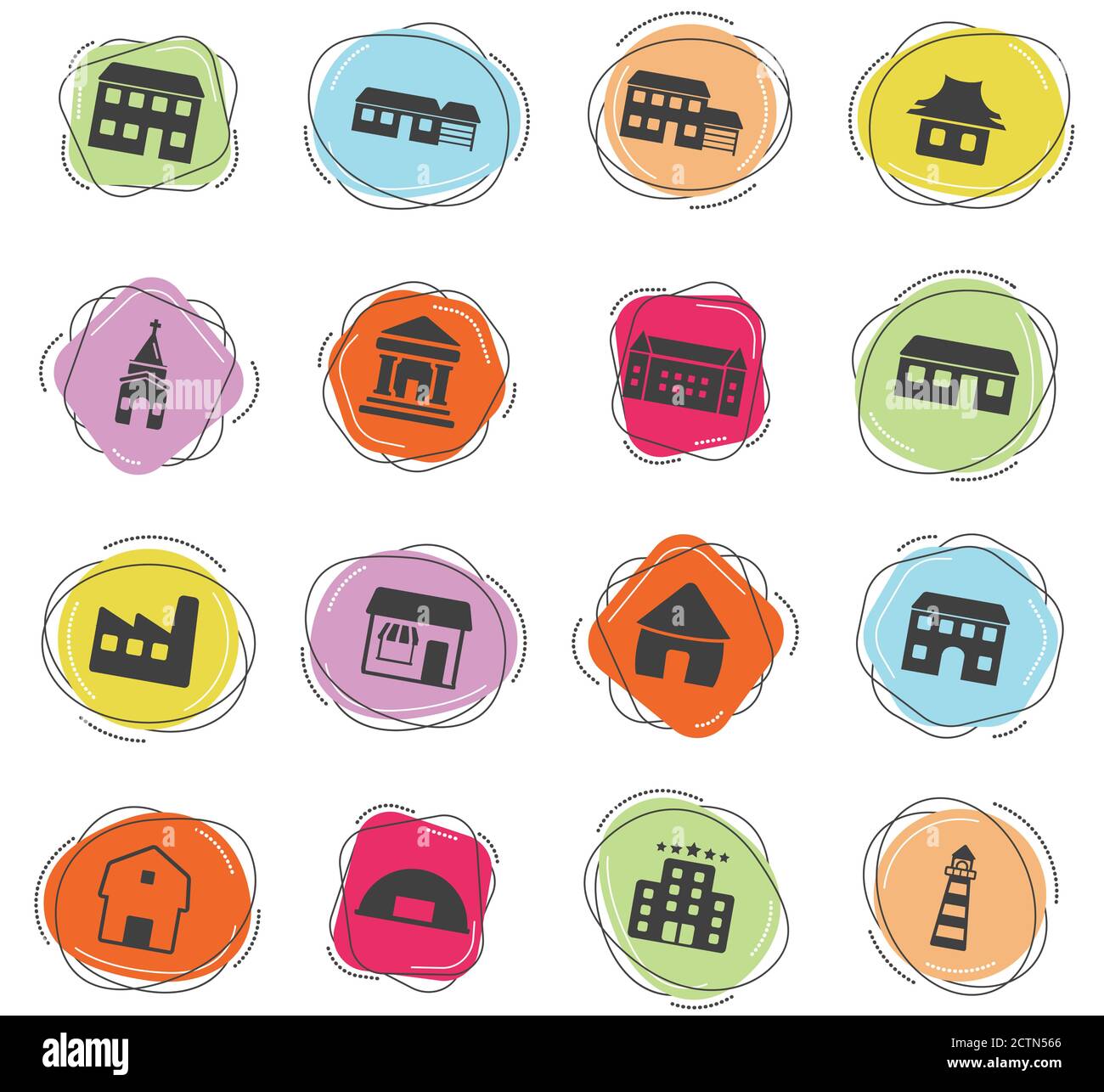 Buildings icons set Stock Vector Image & Art - Alamy