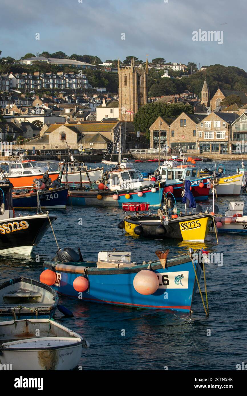 Fishing Boats, St. Ives Harbour, Cornwall, England, August Stock Photo ...