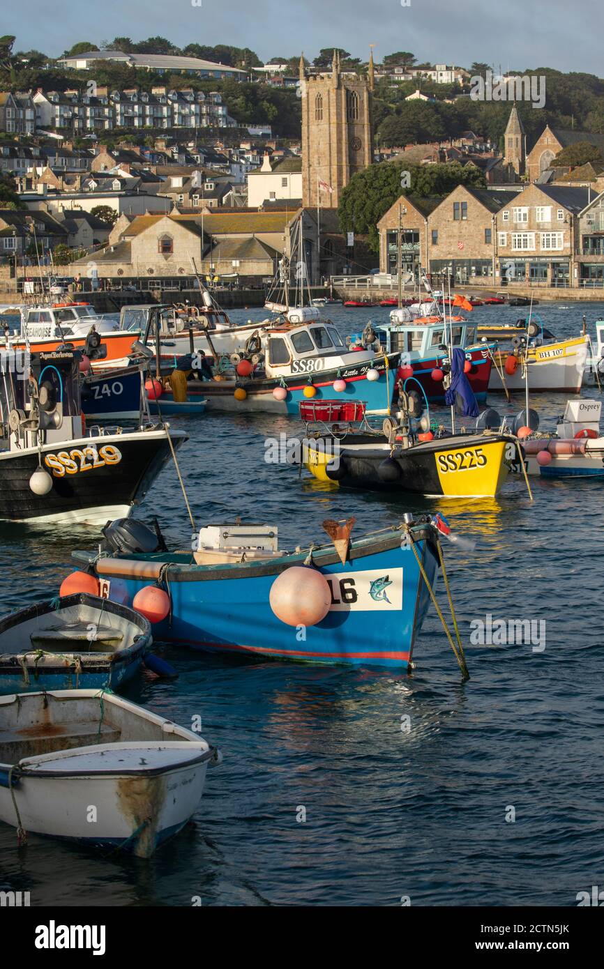 Fishing Boats, St. Ives Harbour, Cornwall, England, August Stock Photo ...