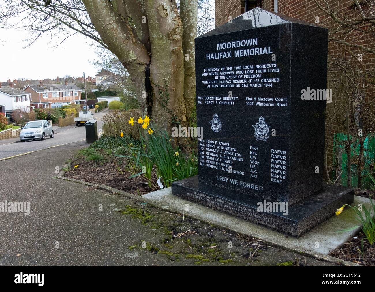 The Moordown War Memorial commemorates the place where a second world ...