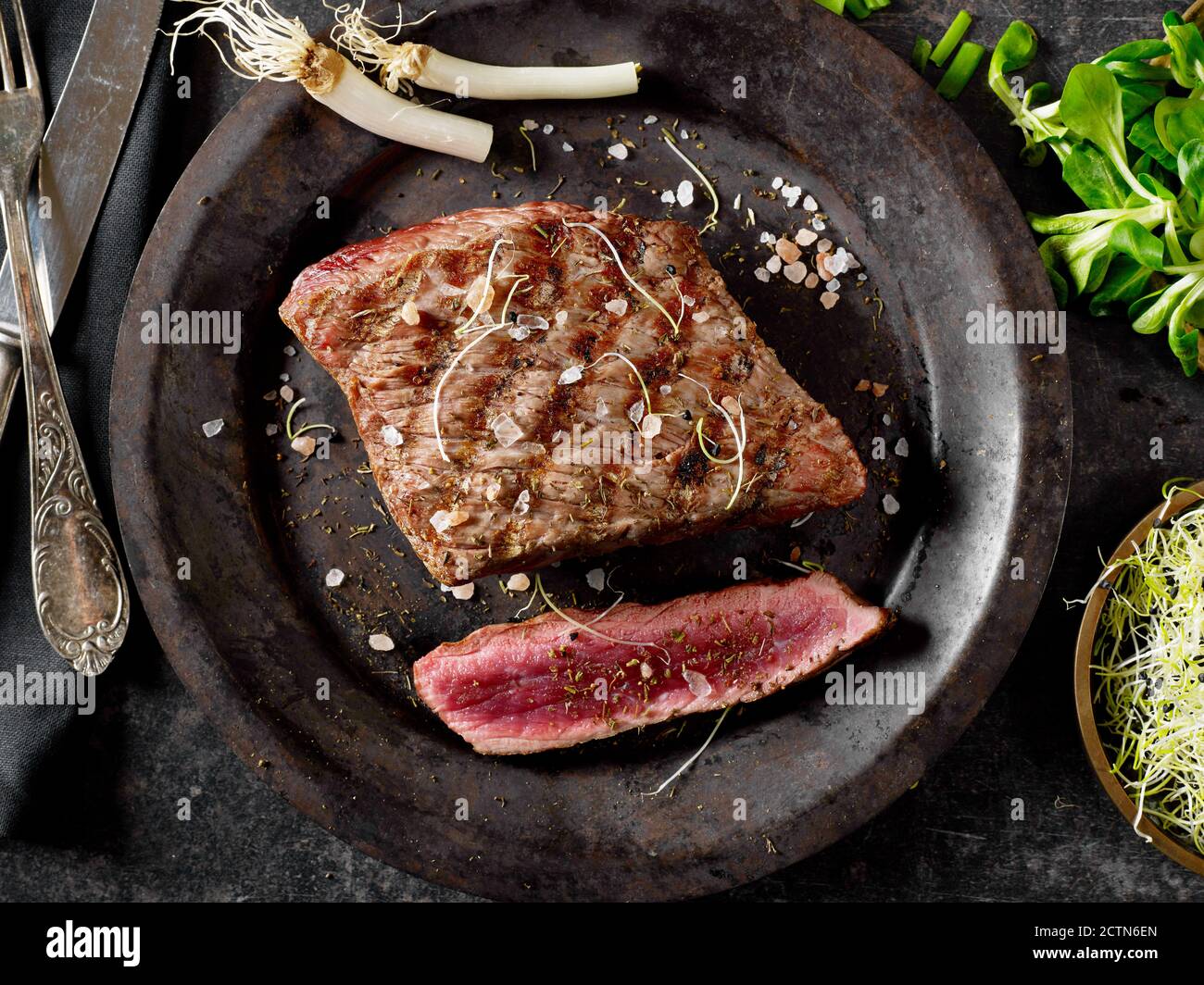 Beef meat and greens Stock Photo - Alamy