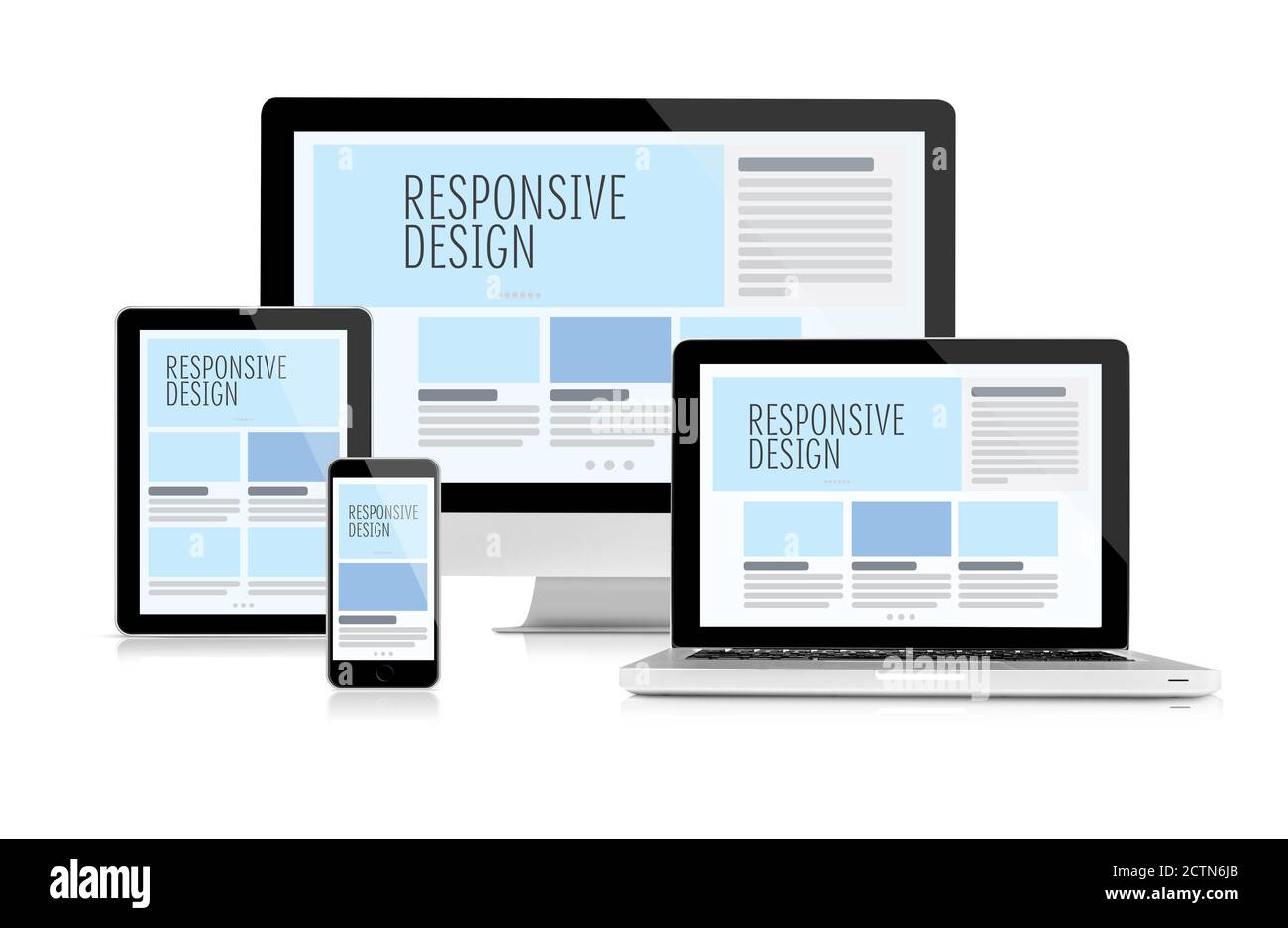 Responsive design on devices isolated on white Stock Photo - Alamy