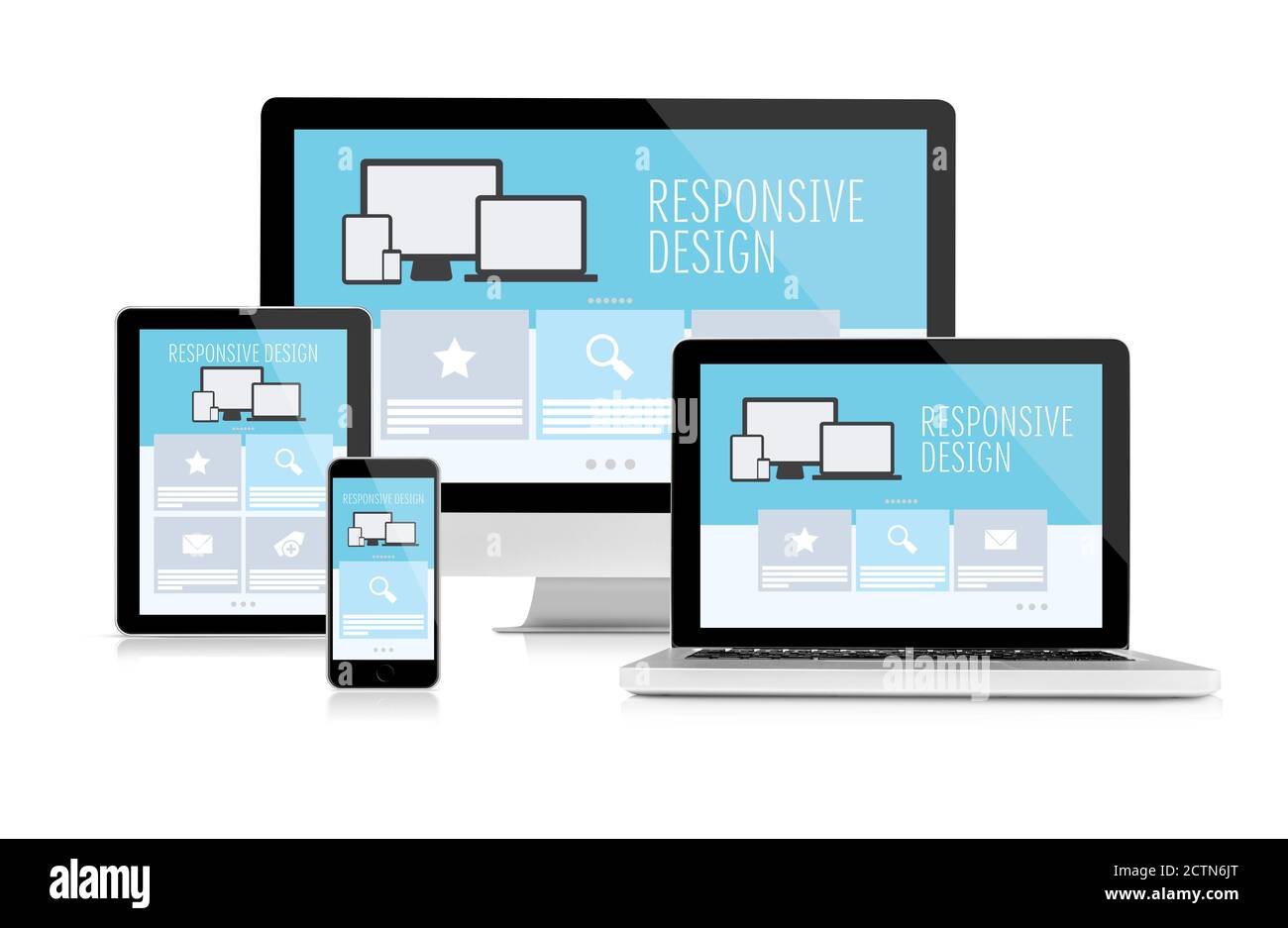 Responsive design on devices isolated on white Stock Photo - Alamy