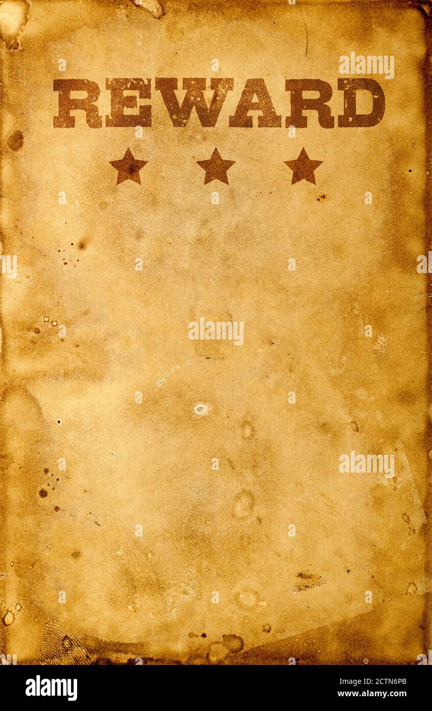 Vintage reward poster Stock Photo - Alamy