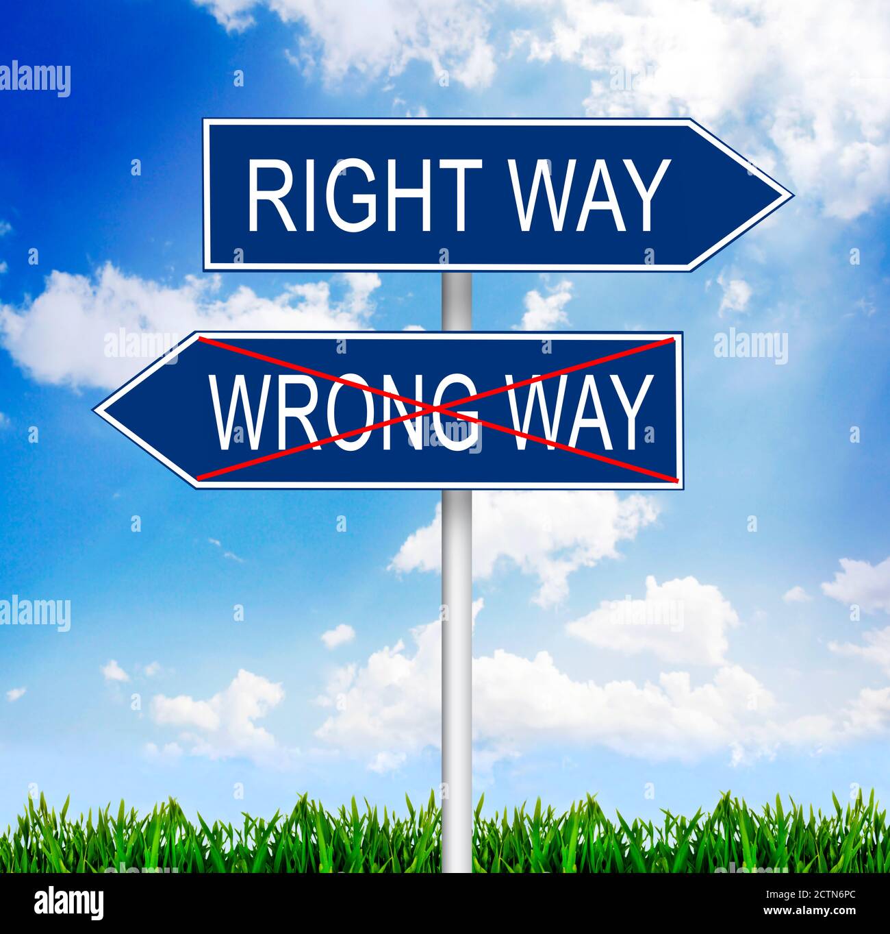 Right vs wrong pole sign Stock Photo - Alamy