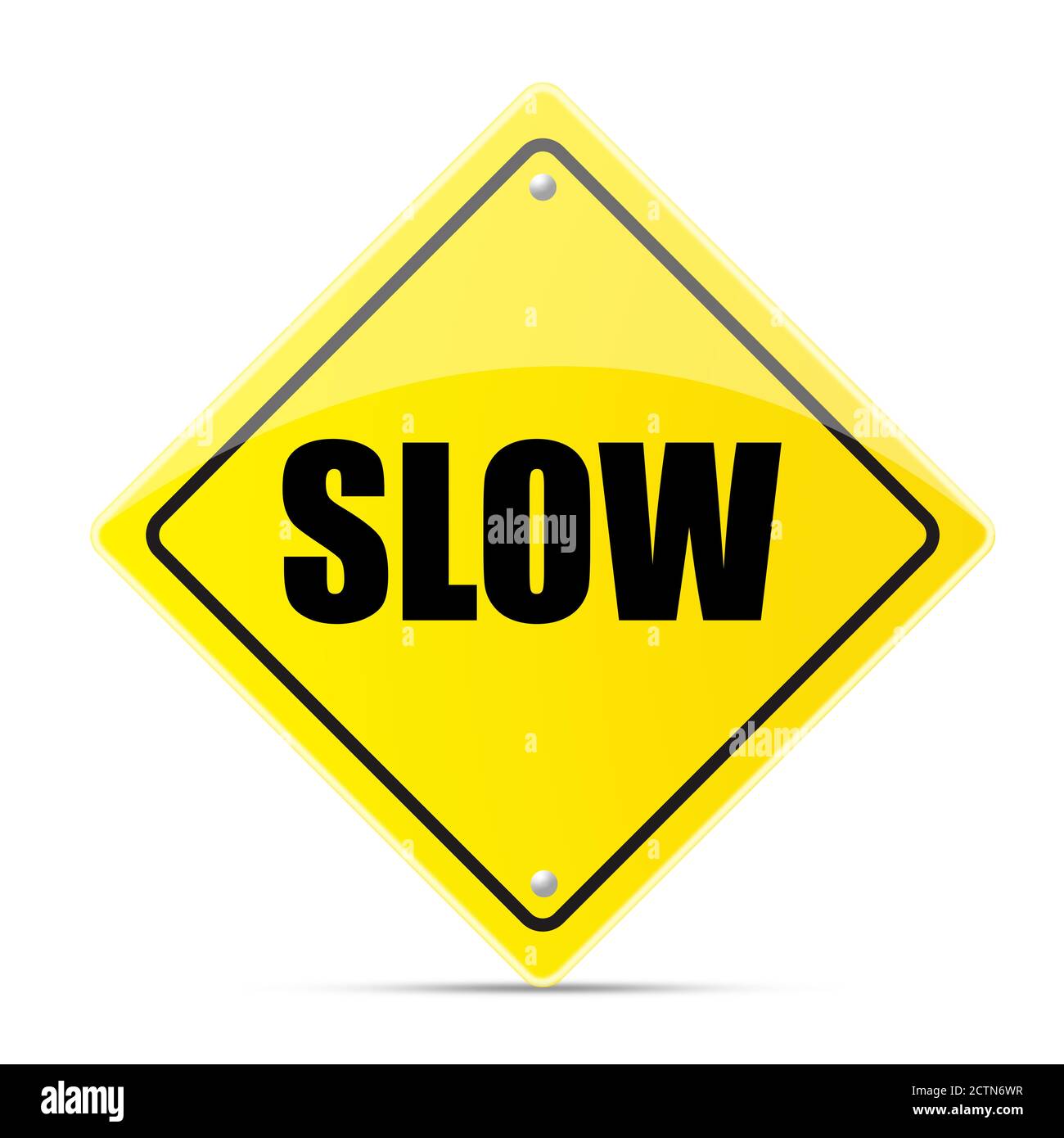 Slow road sign Stock Photo - Alamy