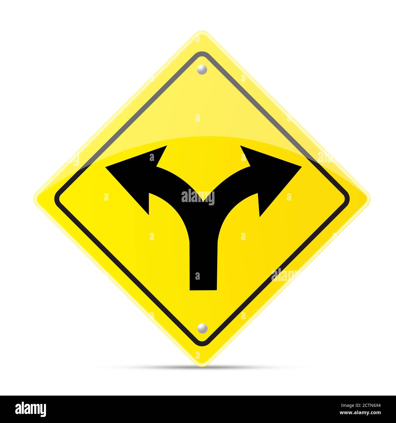 Turn left or right road sign Stock Photo - Alamy