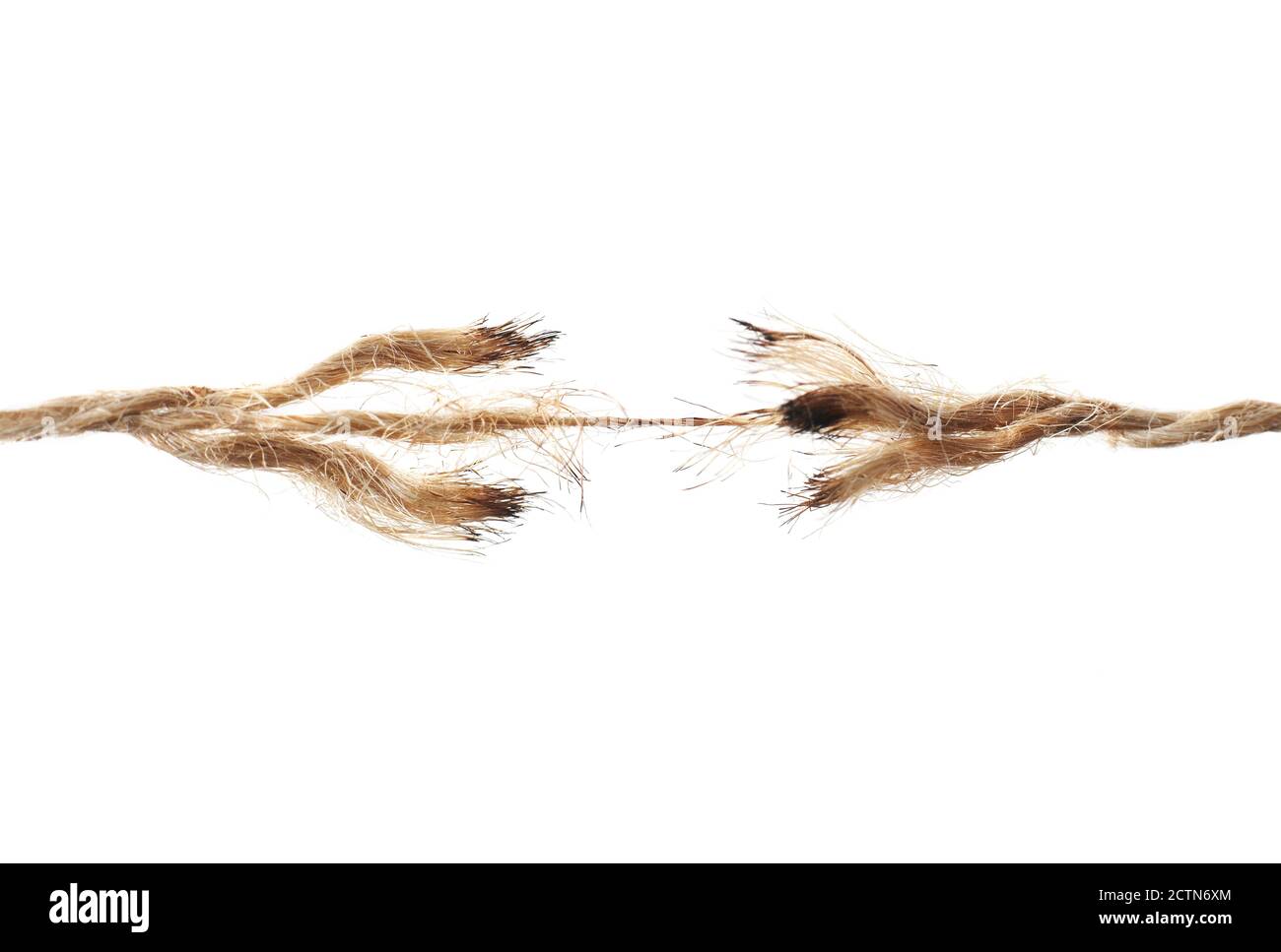 Rope breaking isolated on white Stock Photo - Alamy