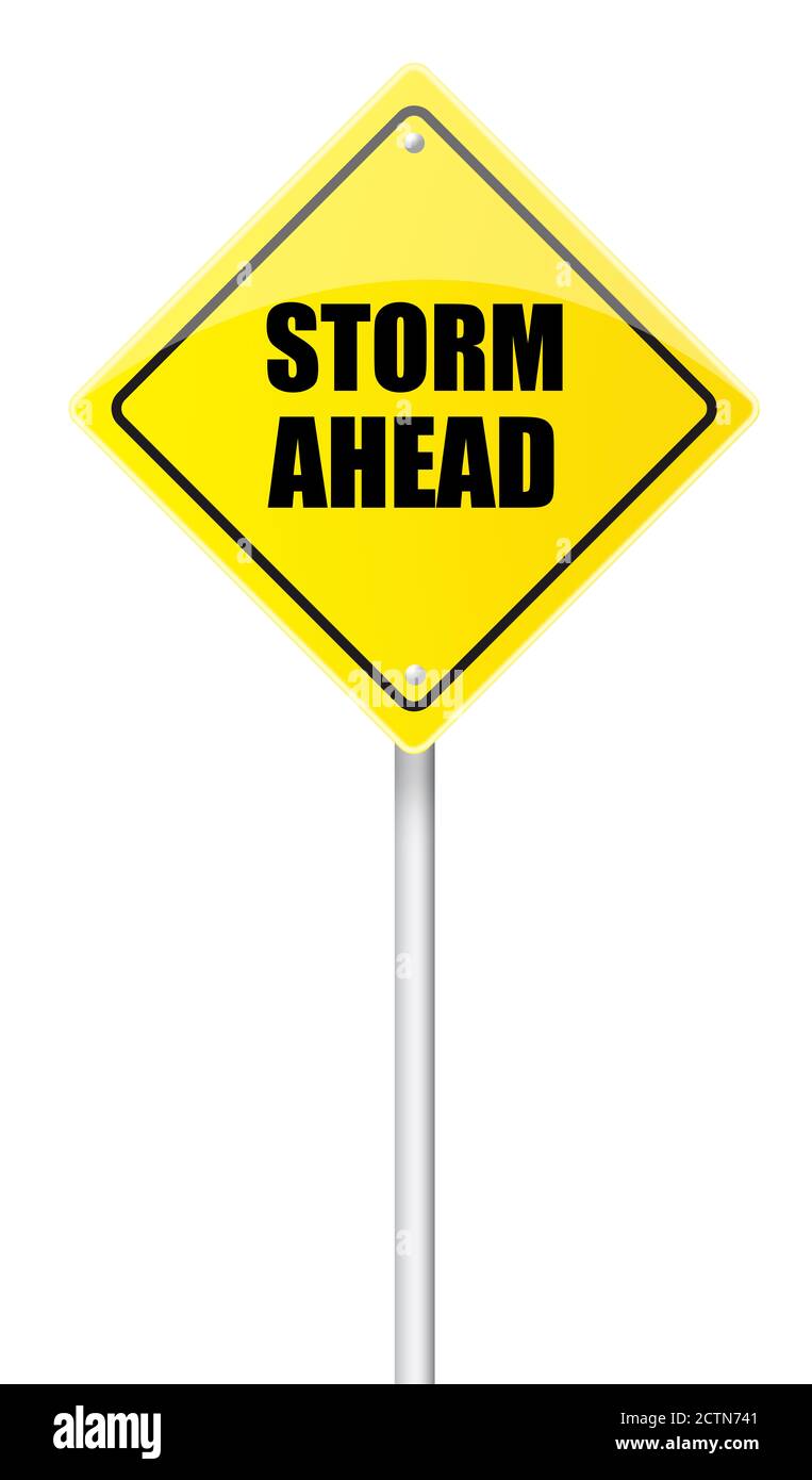 Storm ahead road sign Stock Photo - Alamy