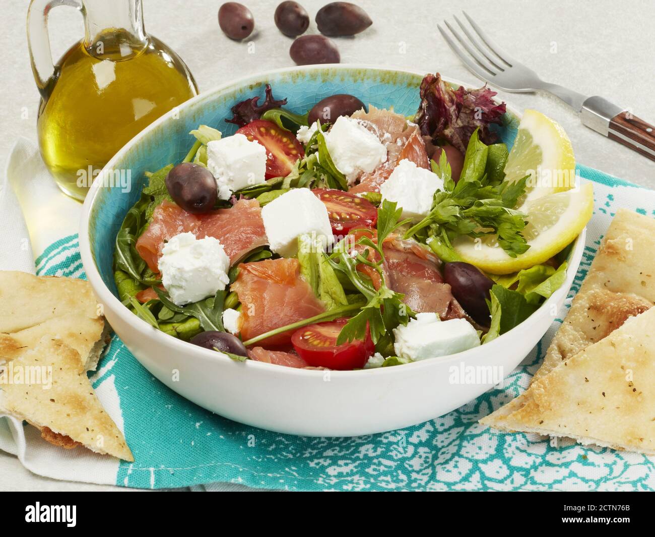 Rustic salmon salad Stock Photo - Alamy