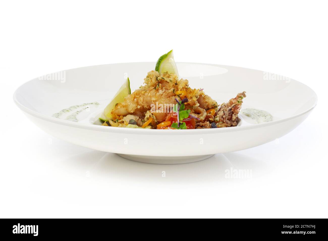 Seafood stew plate isolated on white Stock Photo - Alamy