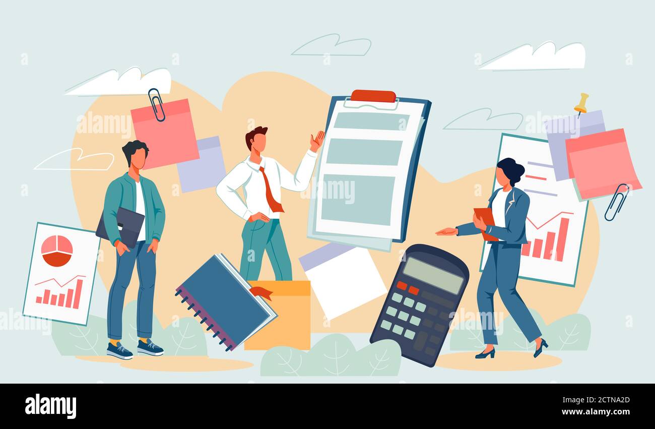 Financial statement and accounting concept flat vector illustration ...
