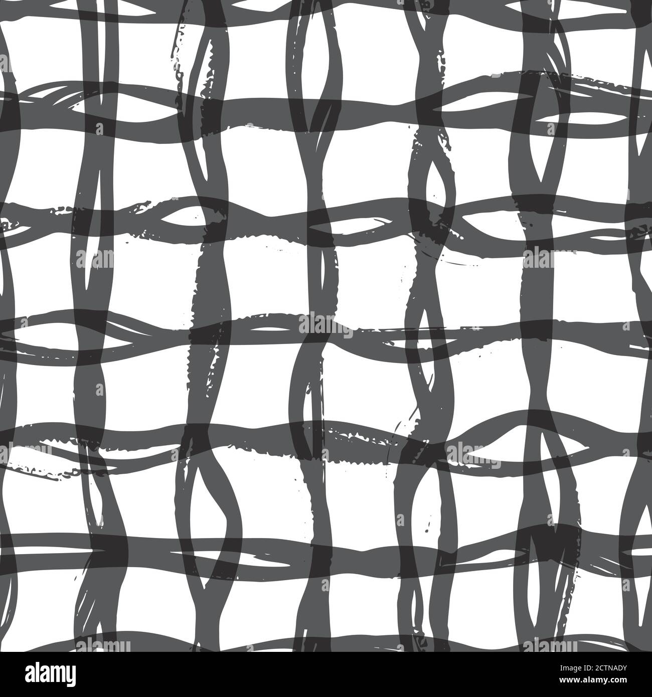 Abstract hand drawn brush pen wavy line pattern. Seamless irregular ...