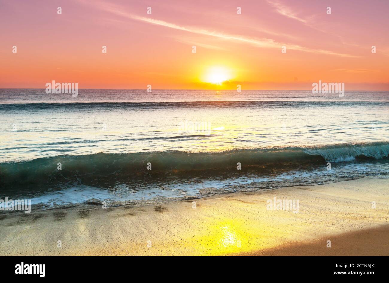 Scenic colorful sunset at the sea coast. Good for wallpaper or ...
