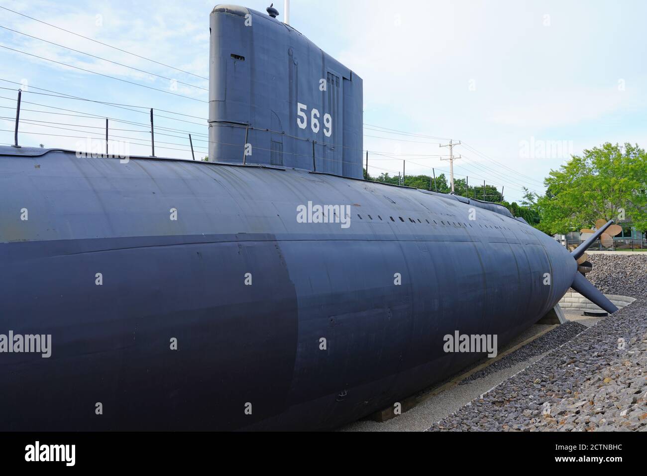 PORTSMOUTH, NH –7 AUG 2020- View of the U.S.S. Albacore submarine, a ...