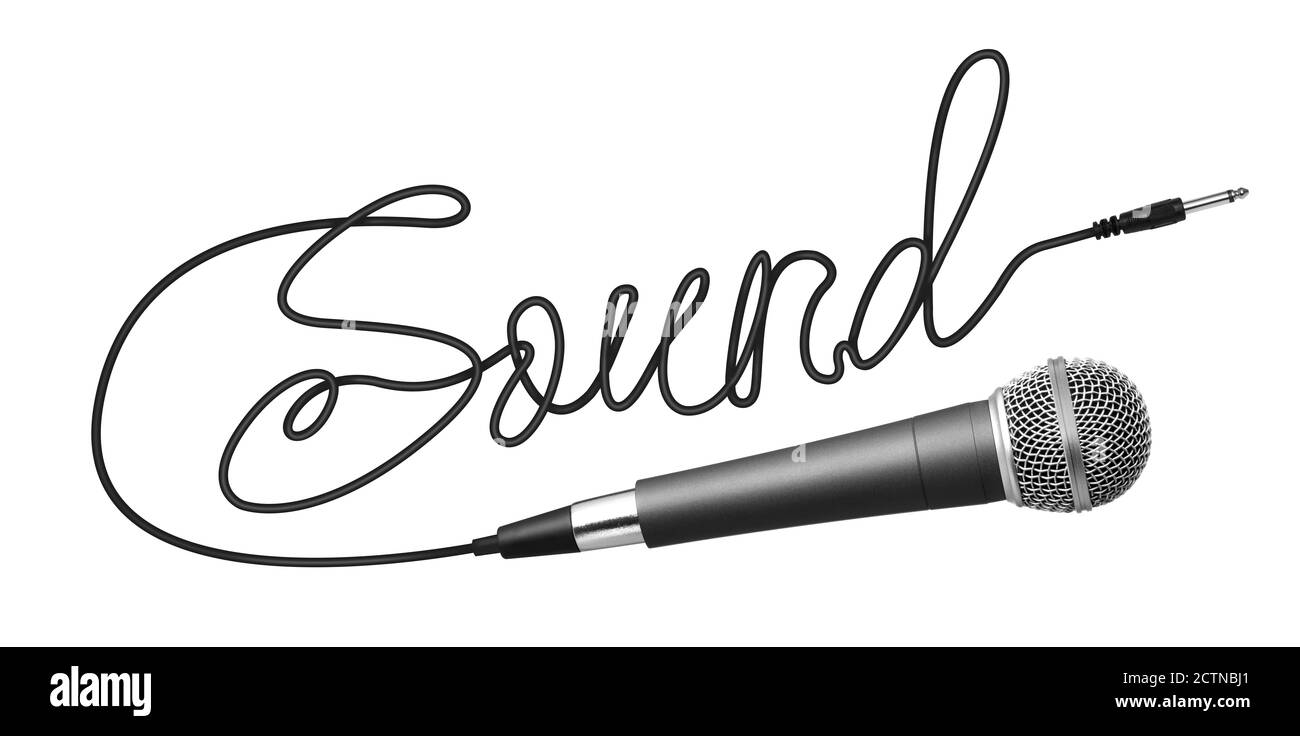 Microphone and text on white background Stock Photo - Alamy