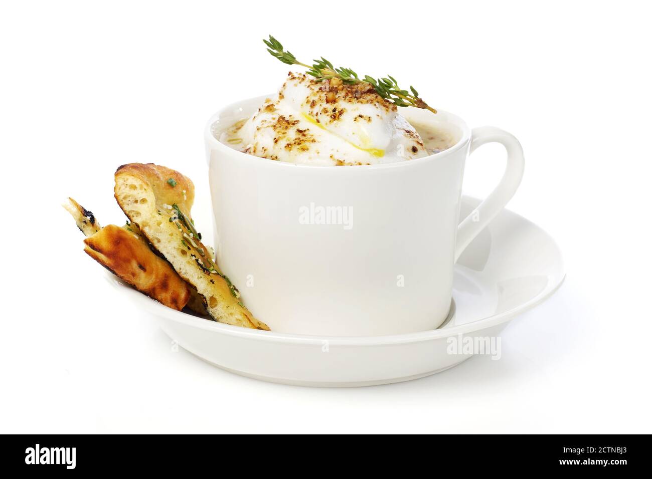 Soup with focaccia Stock Photo - Alamy