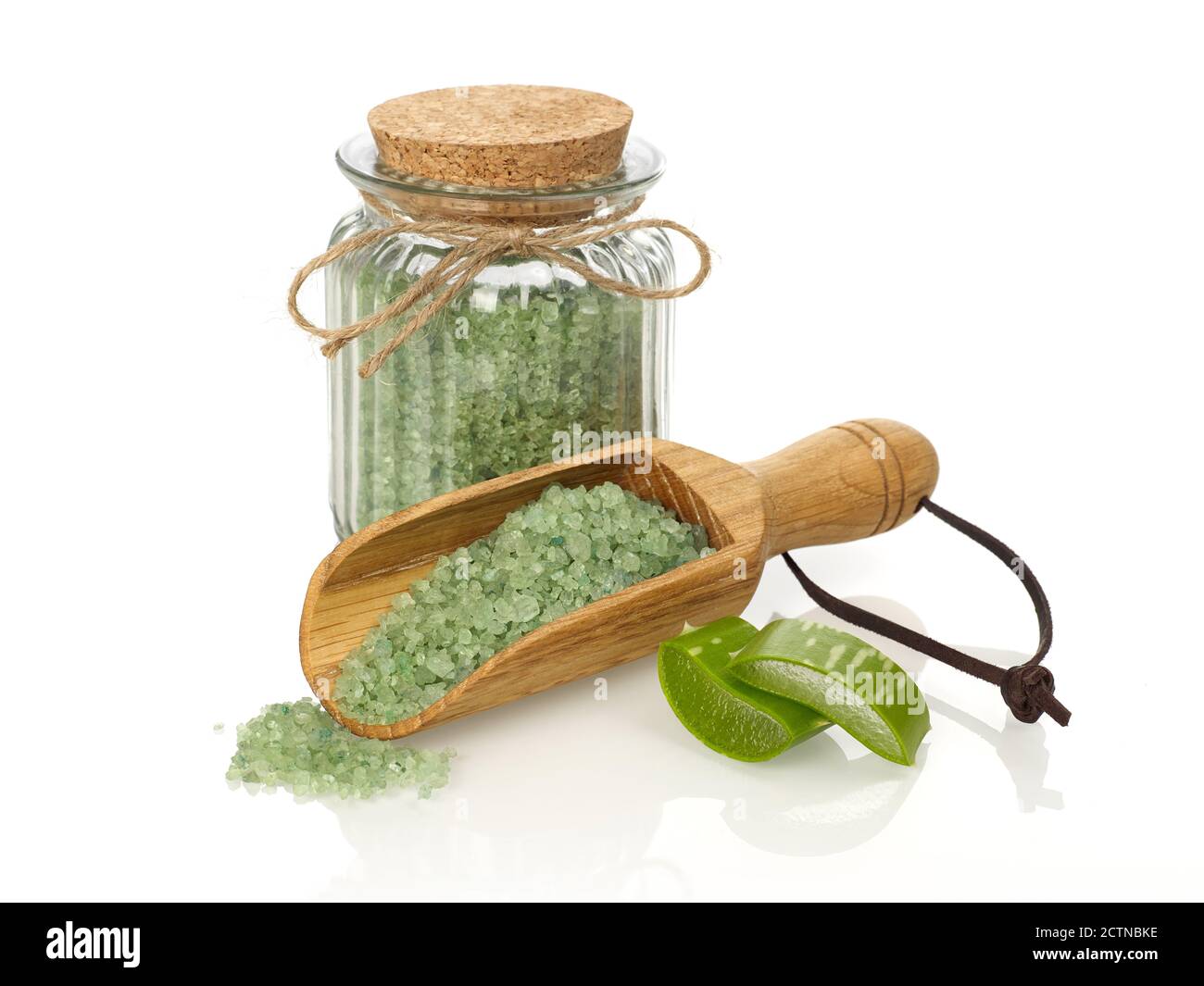 Bath salt and aloe vera, isolated on white Stock Photo - Alamy