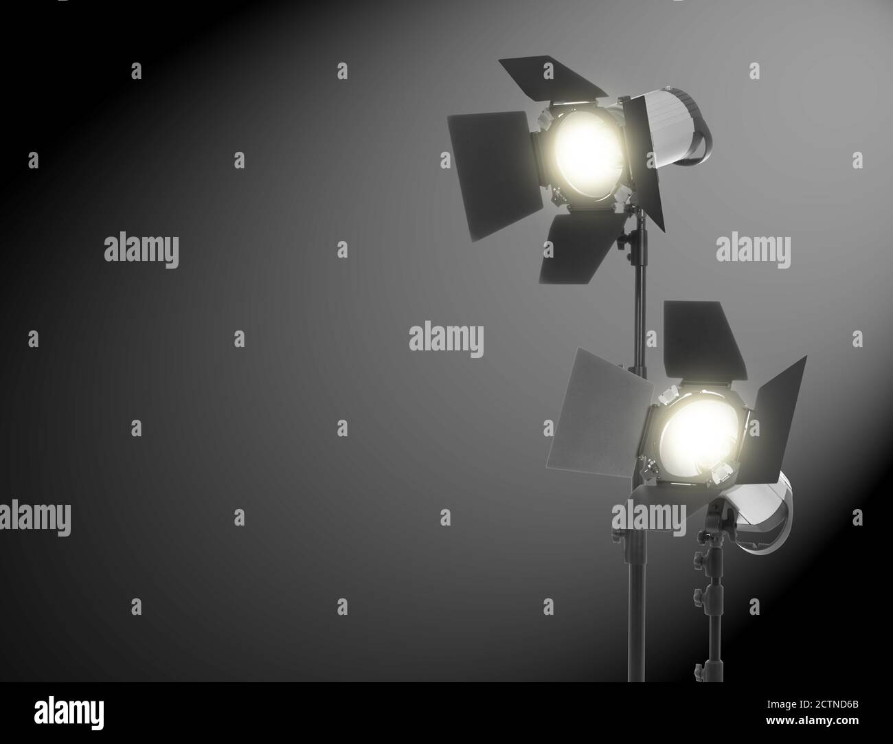 Studio lights on black background Stock Photo - Alamy