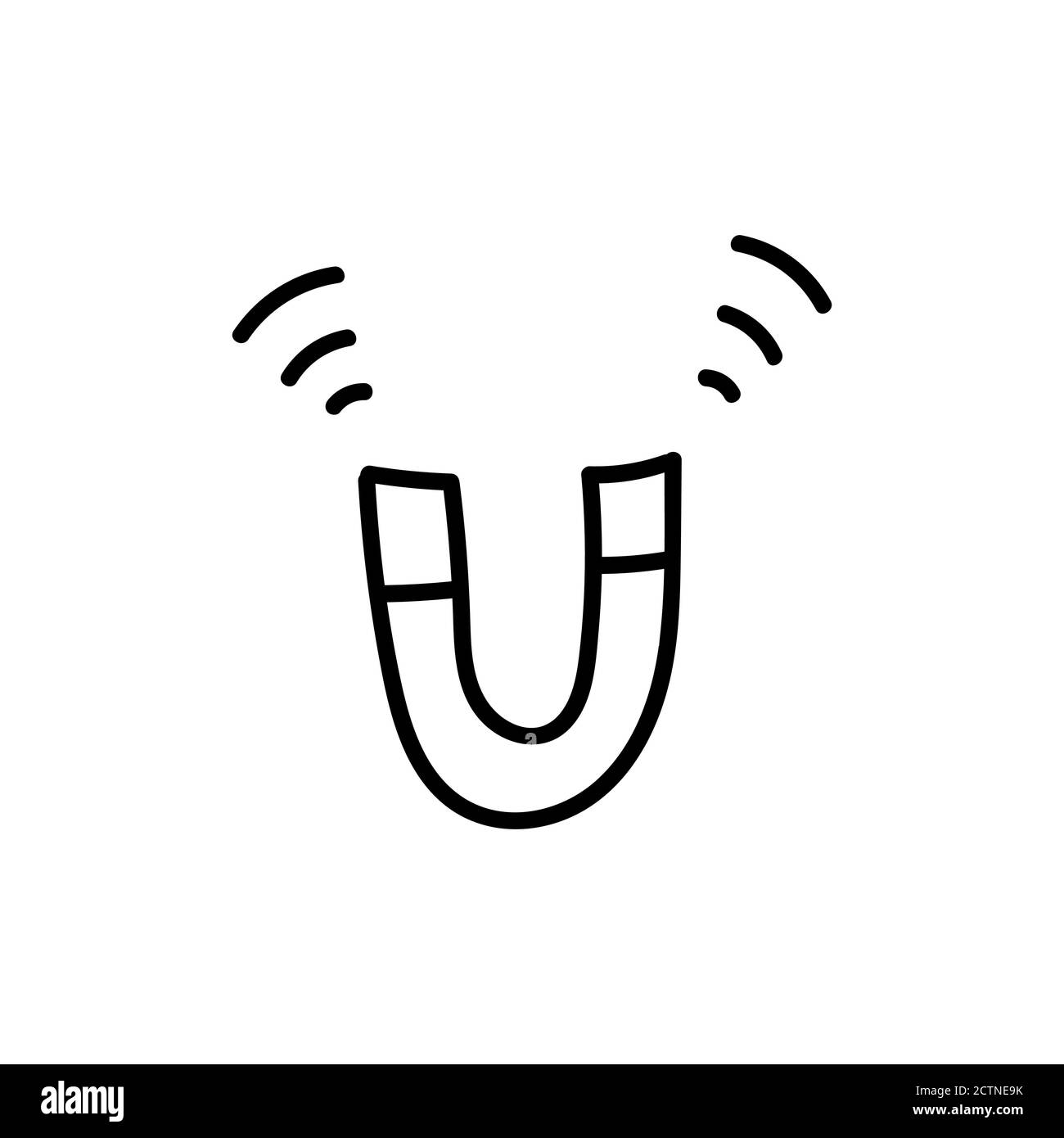 Doodle magnet icon. Vector illustration in cartoon style isolated on ...