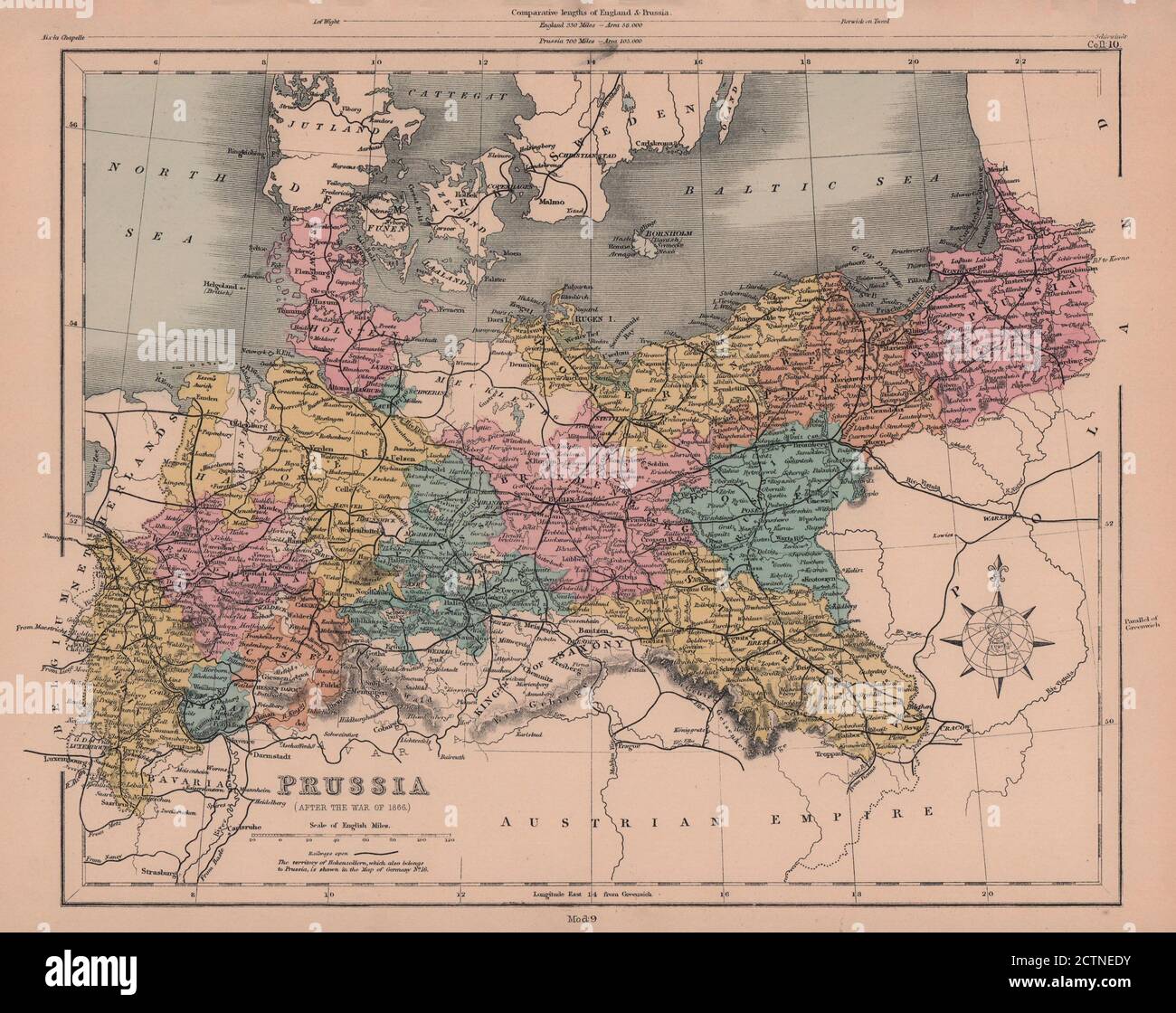 Prussia after the war of 1866. Germany & Poland. HUGHES 1876 old ...