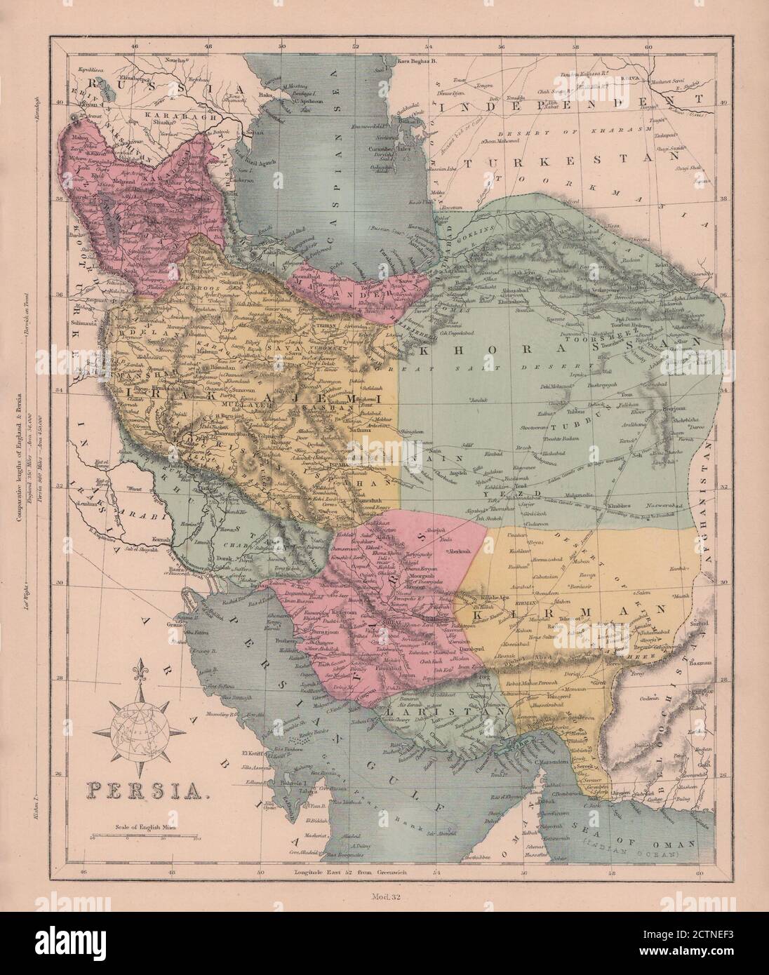 Persia. Iran. HUGHES 1876 old antique vintage map plan chart Stock ...