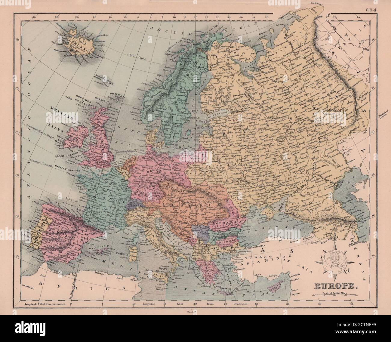 Europe. Austria-Hungary. East Roumelia. Ticino shown as Italian. HUGHES ...