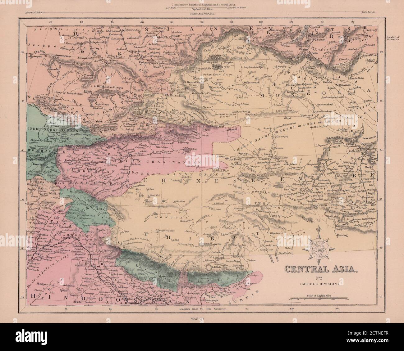 Central Asia (Middle). Western China Tibet Mongolia Nepal Bhutan HUGHES ...