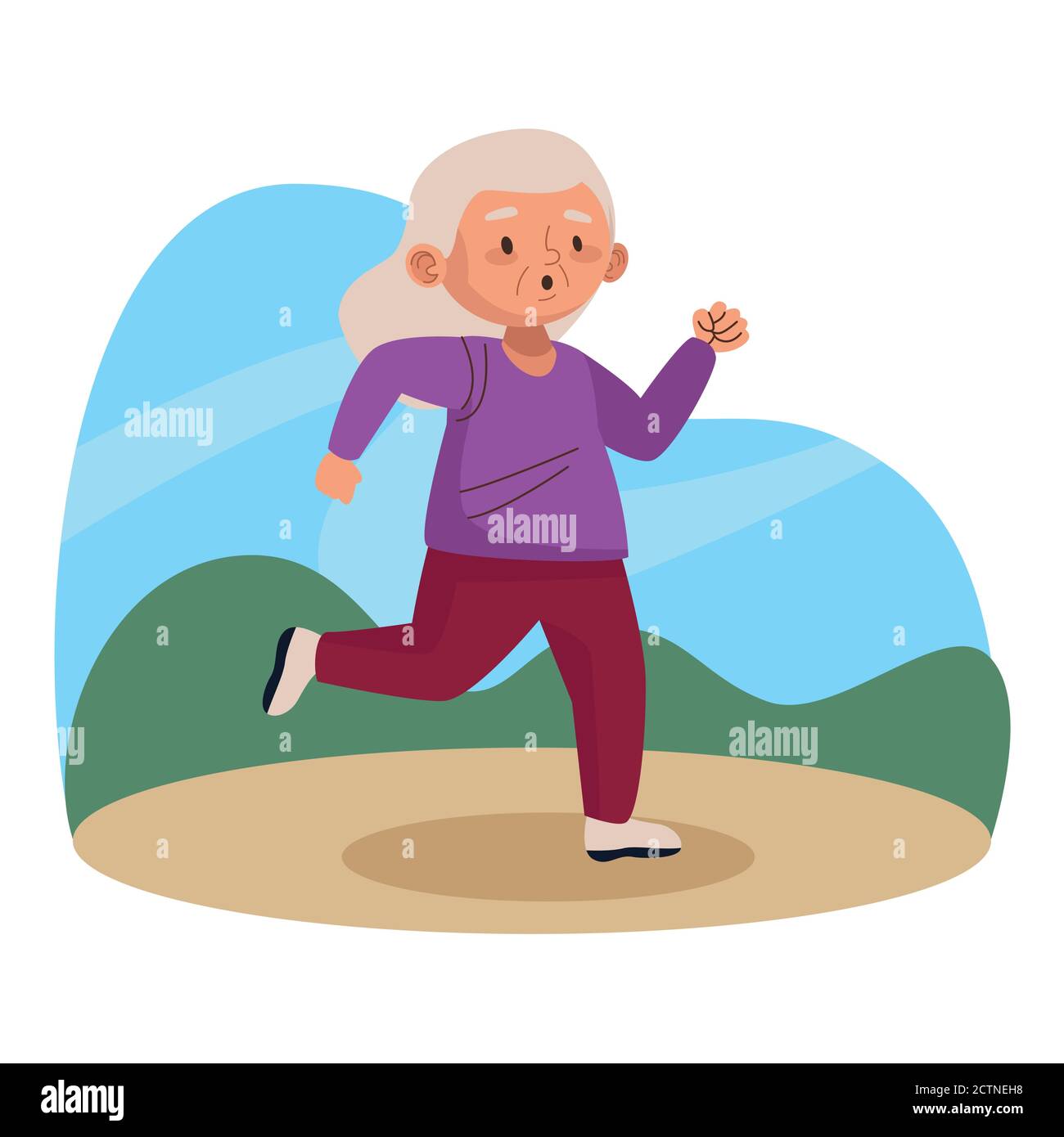 Cartoon grandma running Cut Out Stock Images & Pictures - Alamy