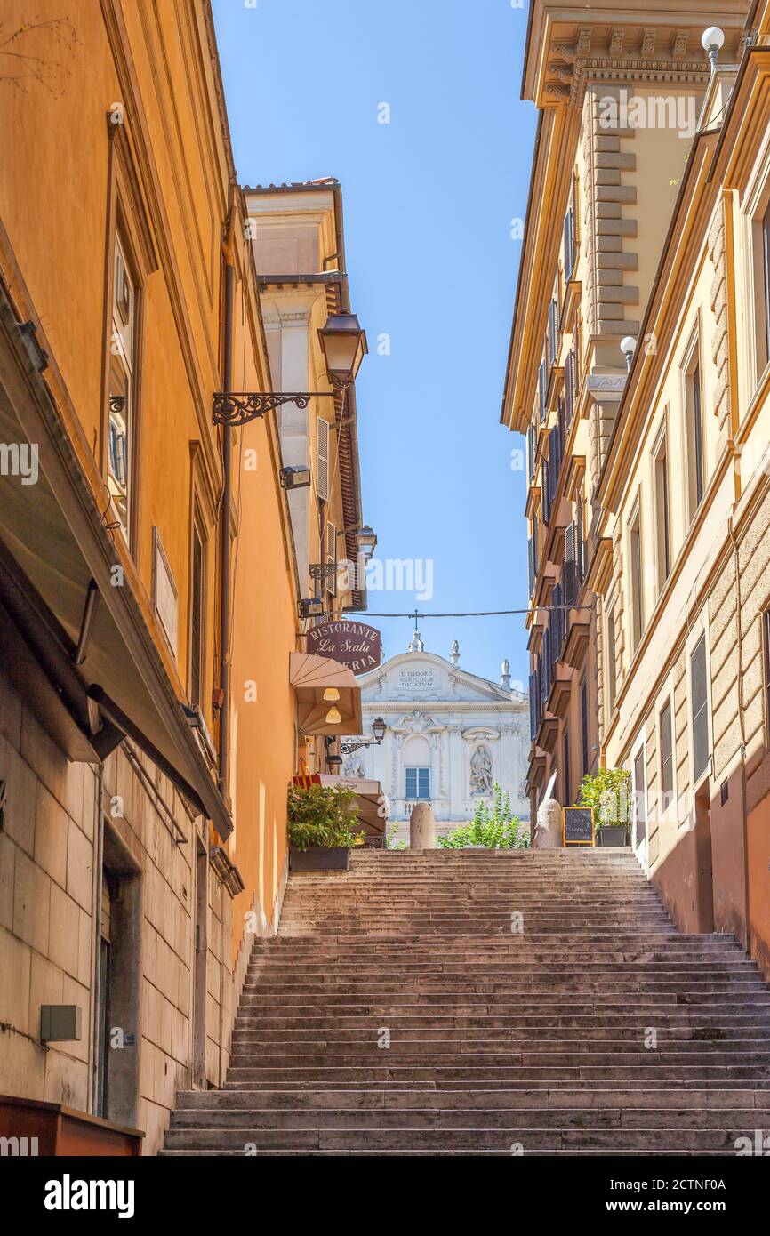 ROME, ITALY - 2014 AUGUST 17. City stairs in the street of Rome Stock ...