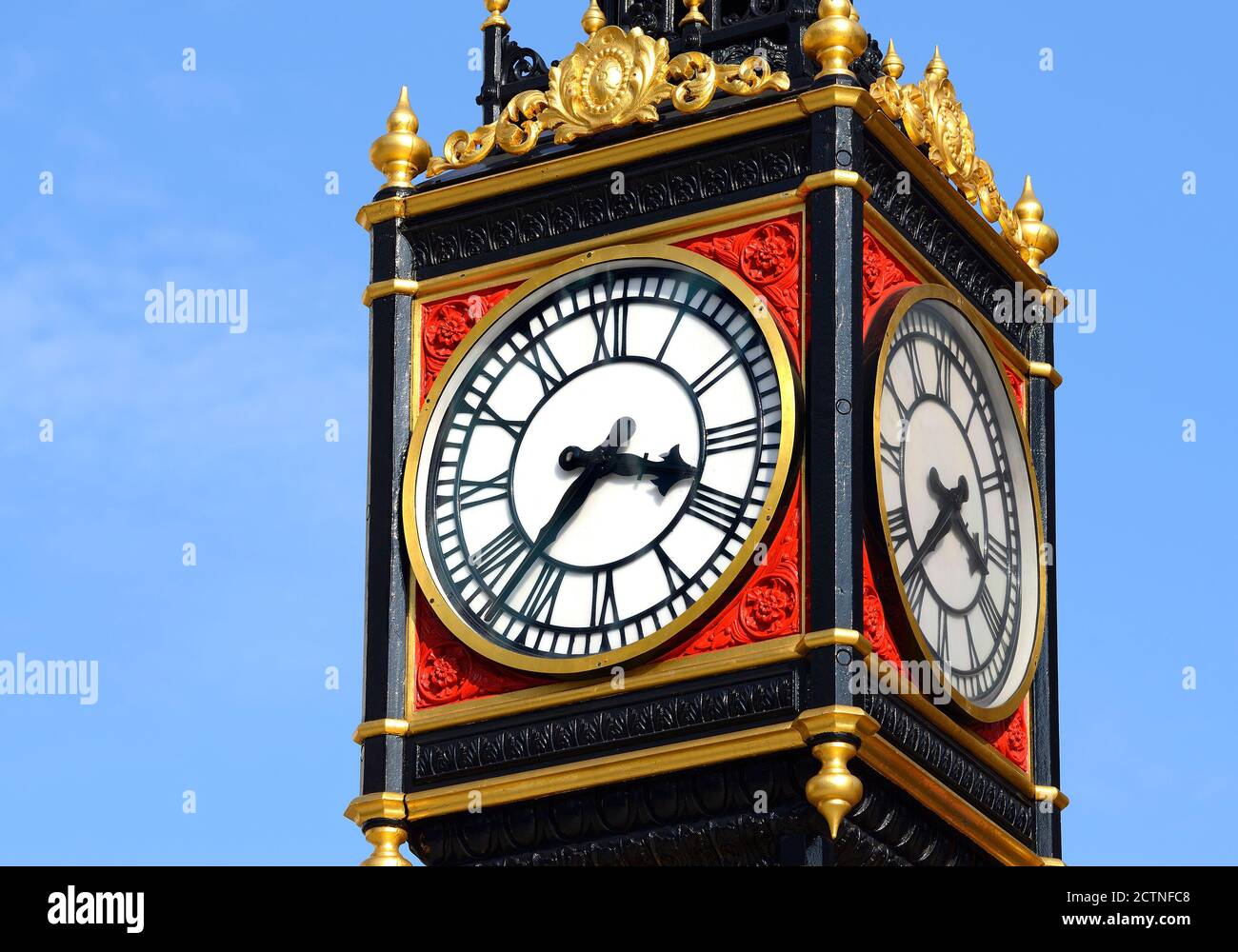 London, UK. Little Ben clock outside Victoria Station (1892: Gillett ...