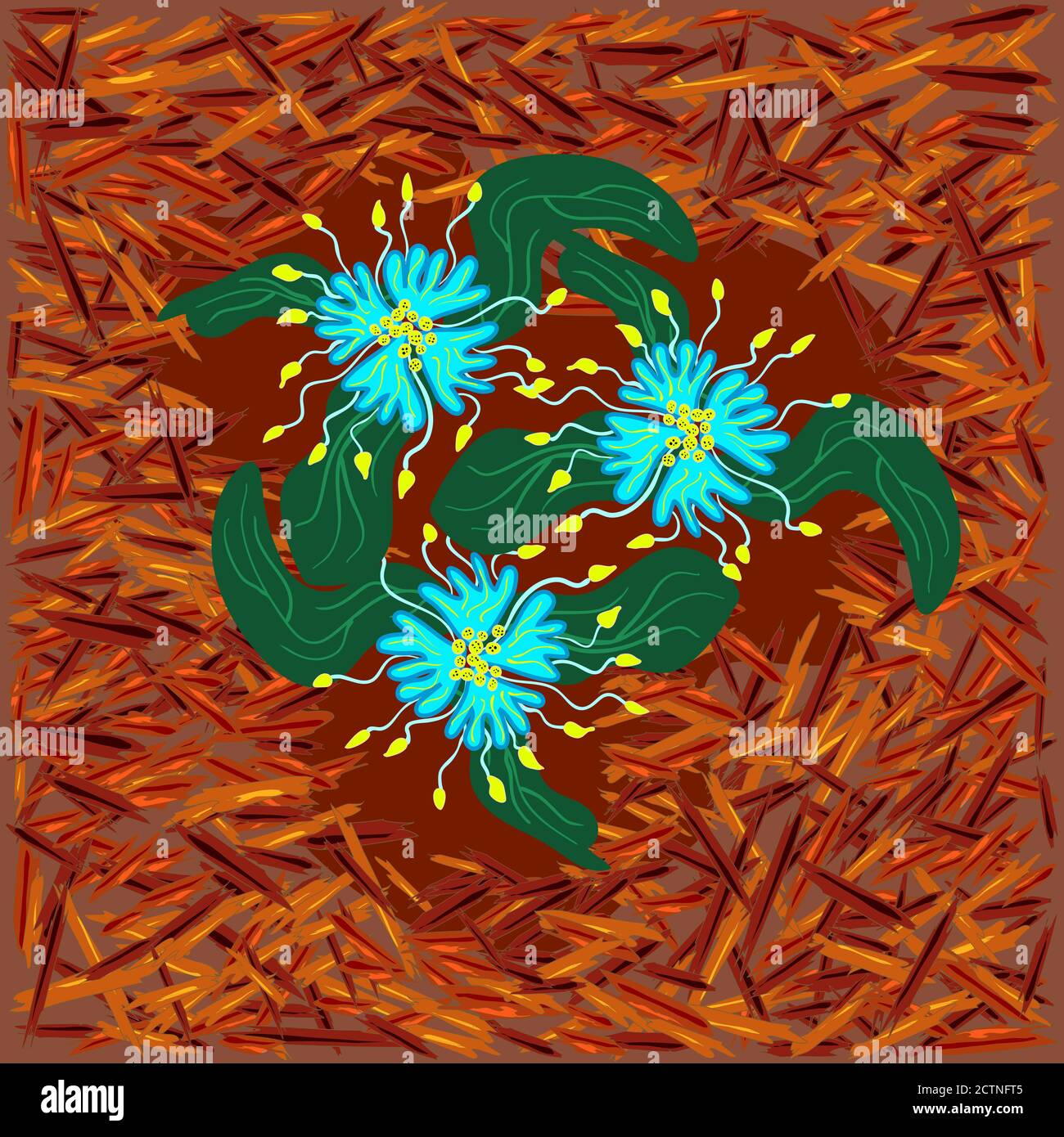 Red mulch and flowers. Bright mulch for flower beds using natural pine ...