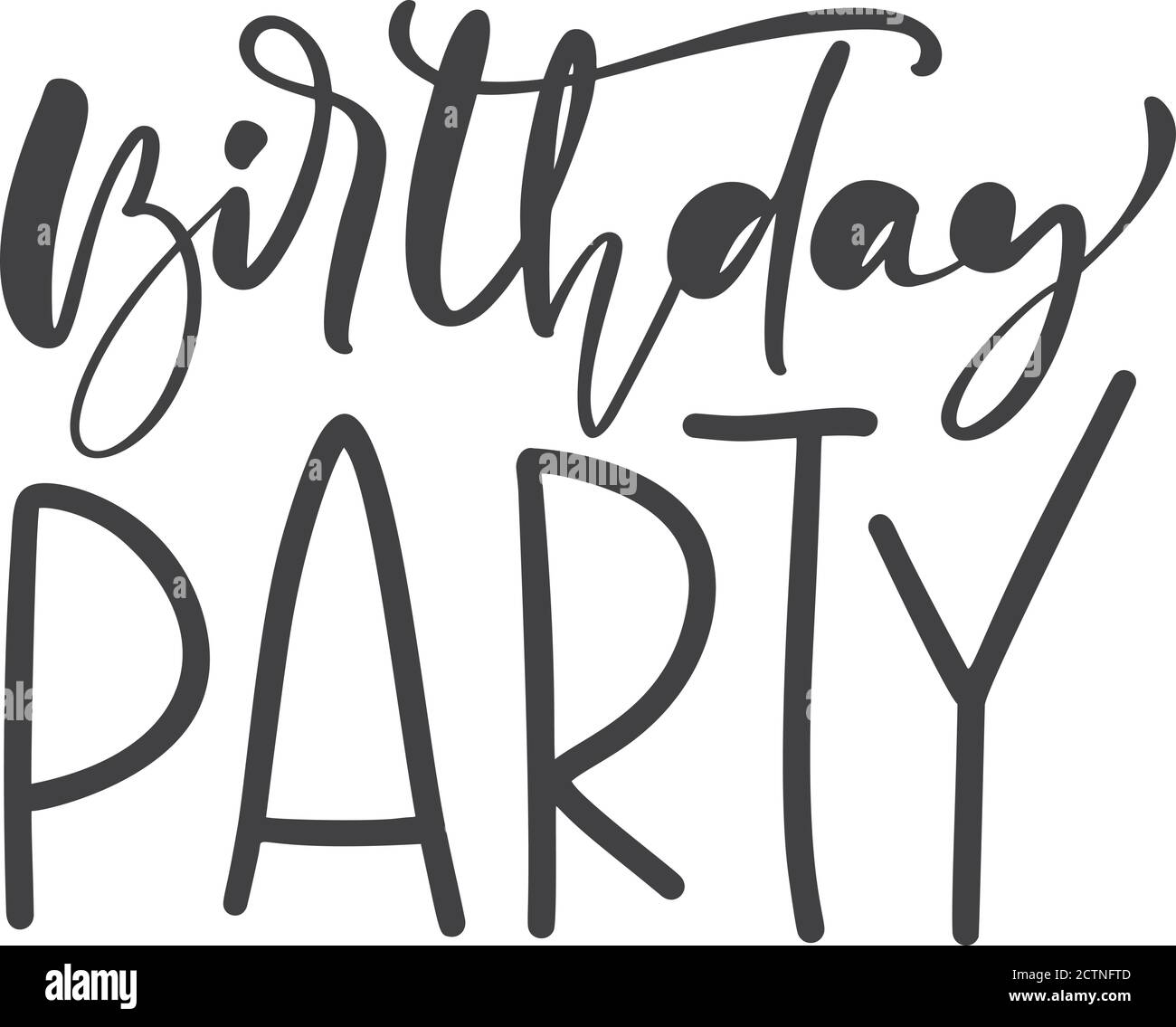 Birthday Party hand drawn lettering vector calligraphy text. Modern ...
