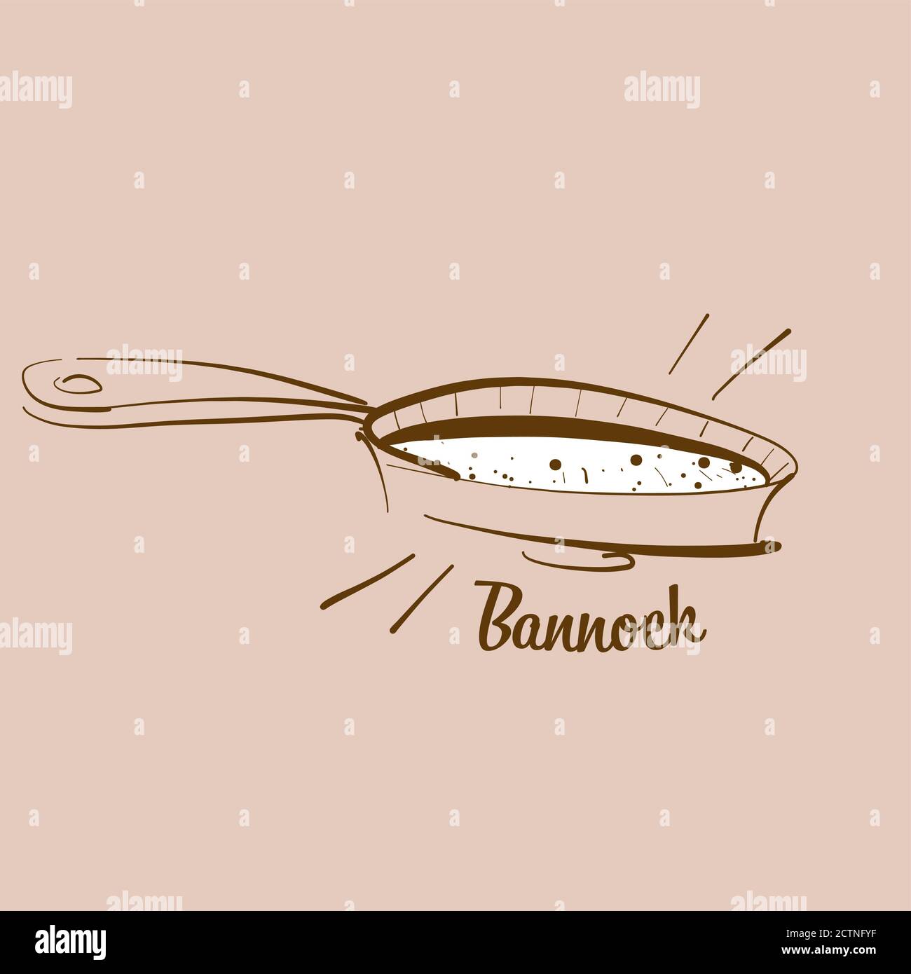 Hand-drawn Bannock bread illustration. Flatbread, usually known in ...