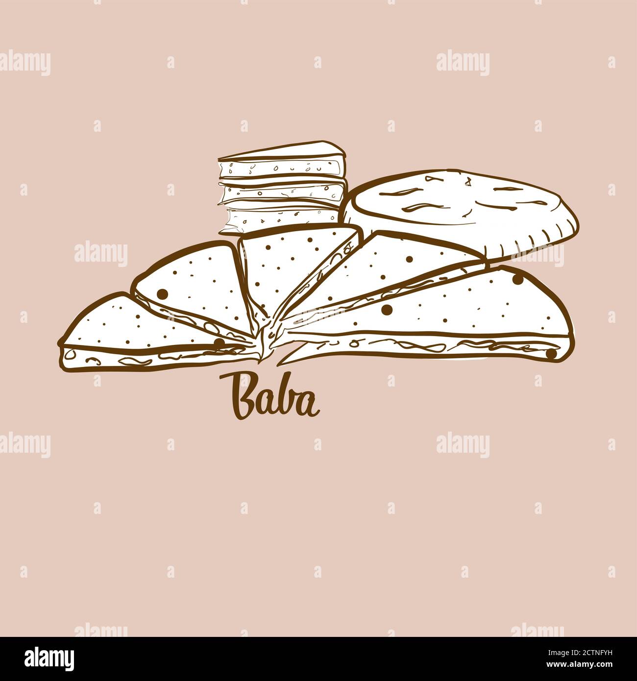 Hand-drawn Baba bread illustration. Round breads, usually known in ...
