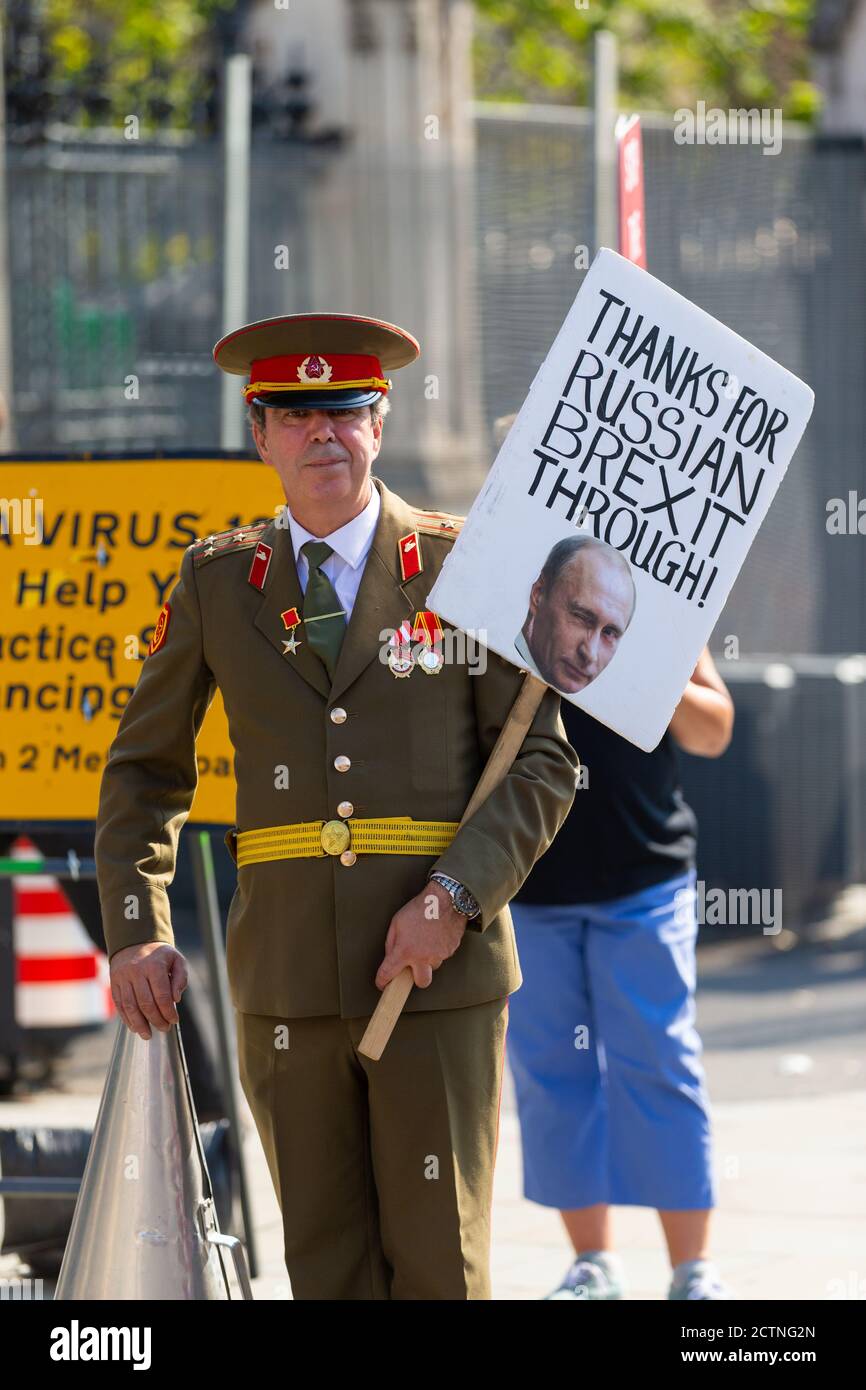 Steve Bray, British activist from Port Talbot, standing outside ...
