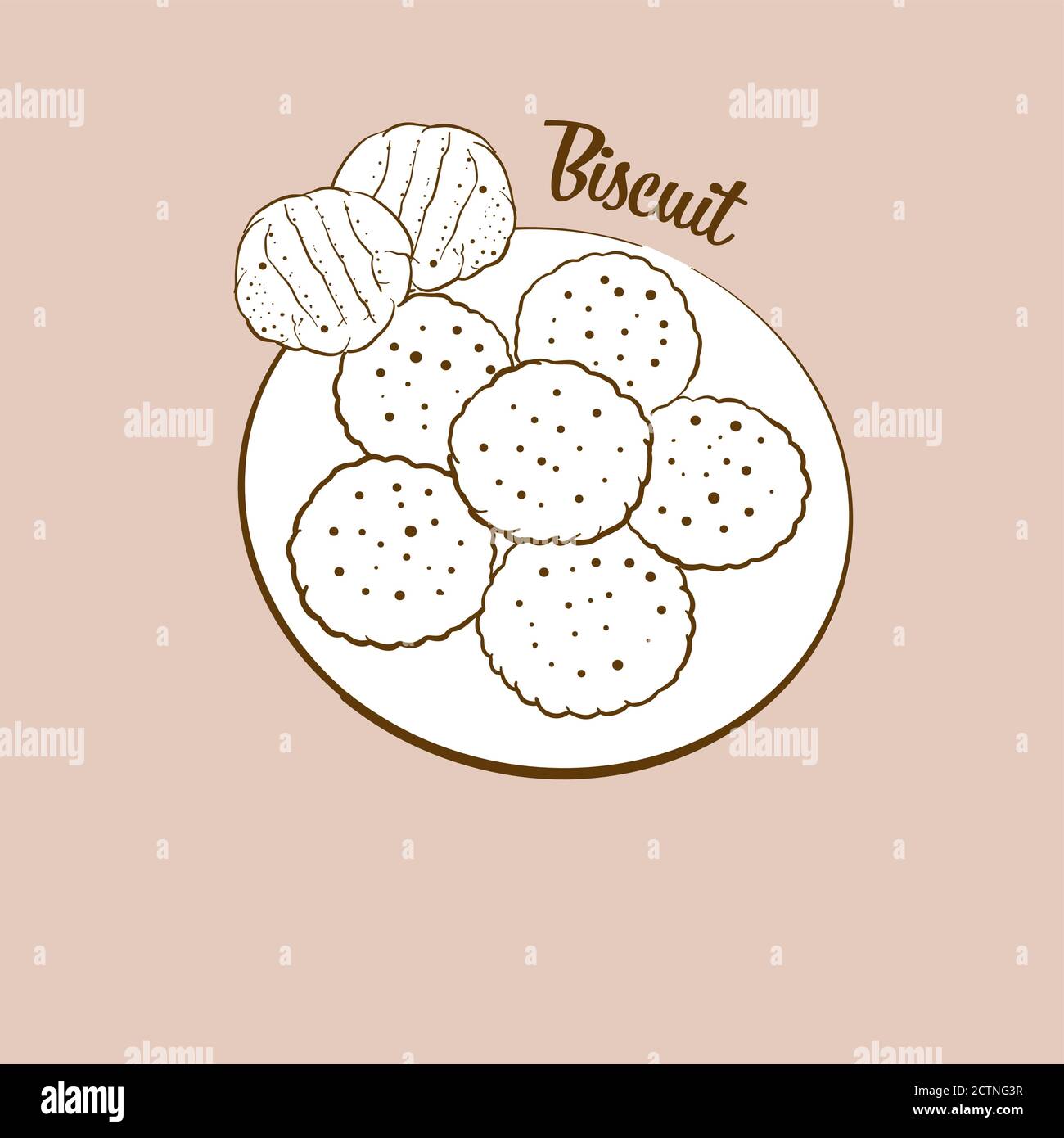 Hand-drawn Biscuit bread illustration. Yeast bread, usually known in ...