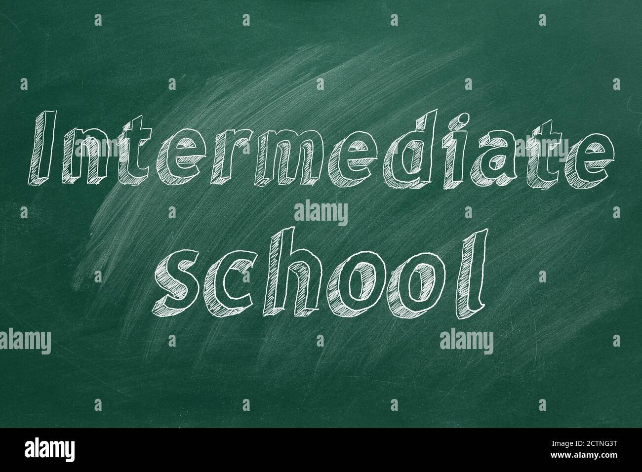 Hand drawing "Intermediate school" on green chalkboard Stock Photo - Alamy