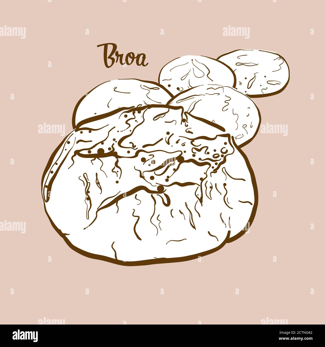 Hand-drawn Broa bread illustration. Cornbread, usually known in ...