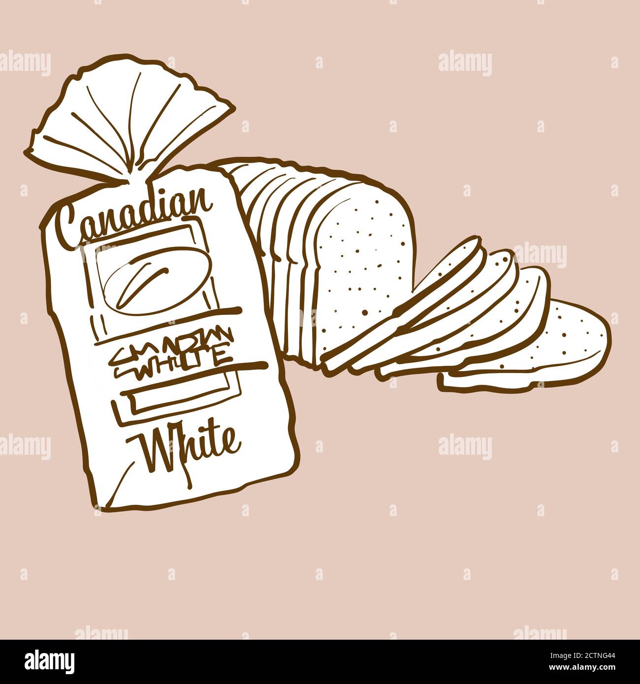 Hand-drawn Canadian White bread illustration. White, usually known in ...
