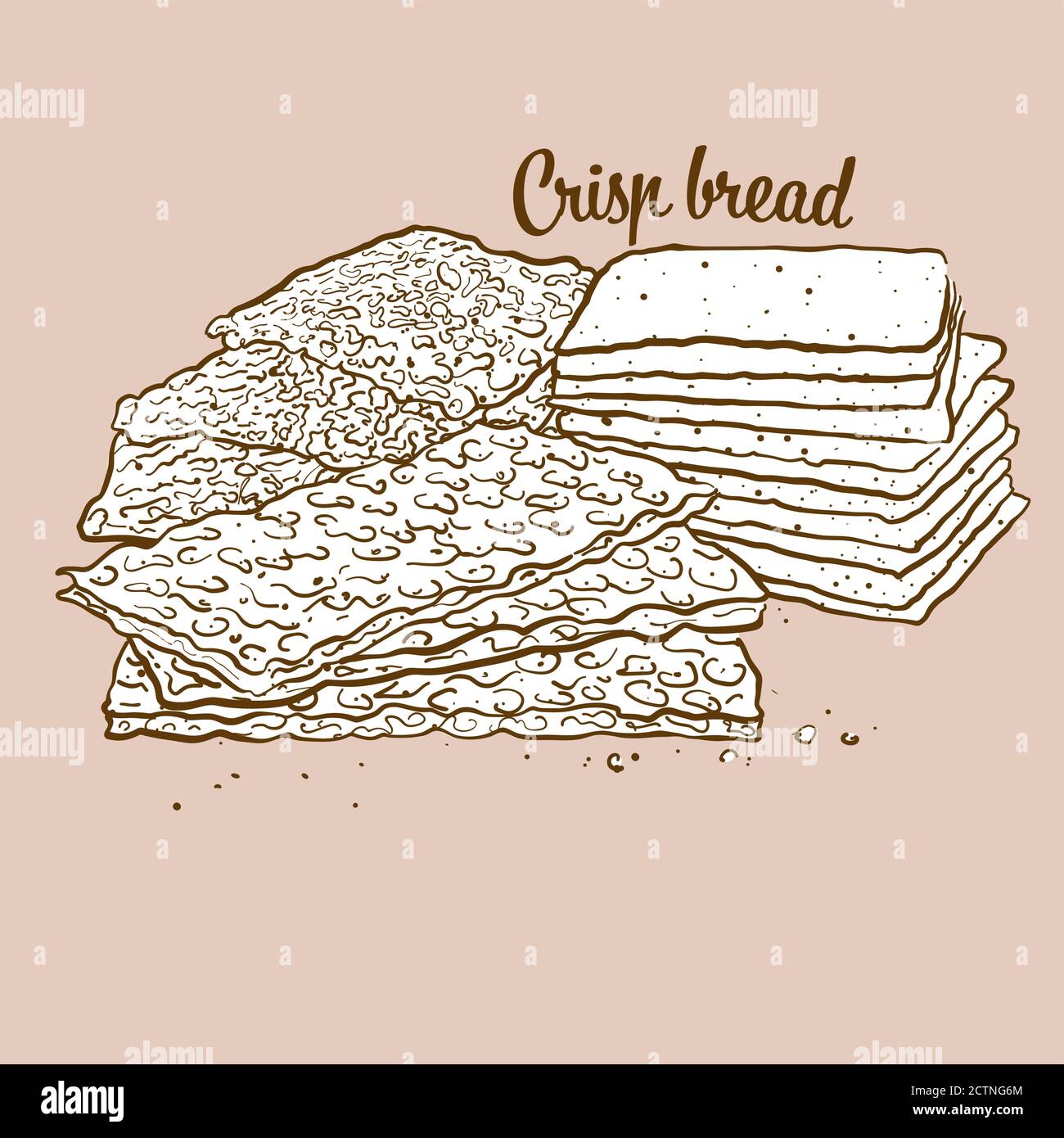 Hand-drawn Crisp bread bread illustration. Crispy bread, usually known ...