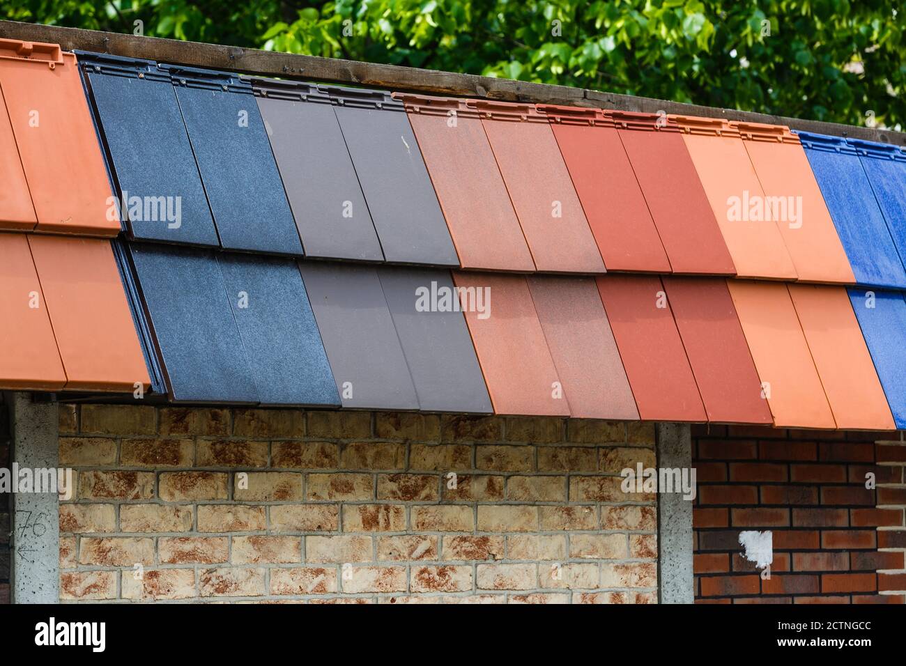 red brick wall house roof details closeup Stock Photo - Alamy