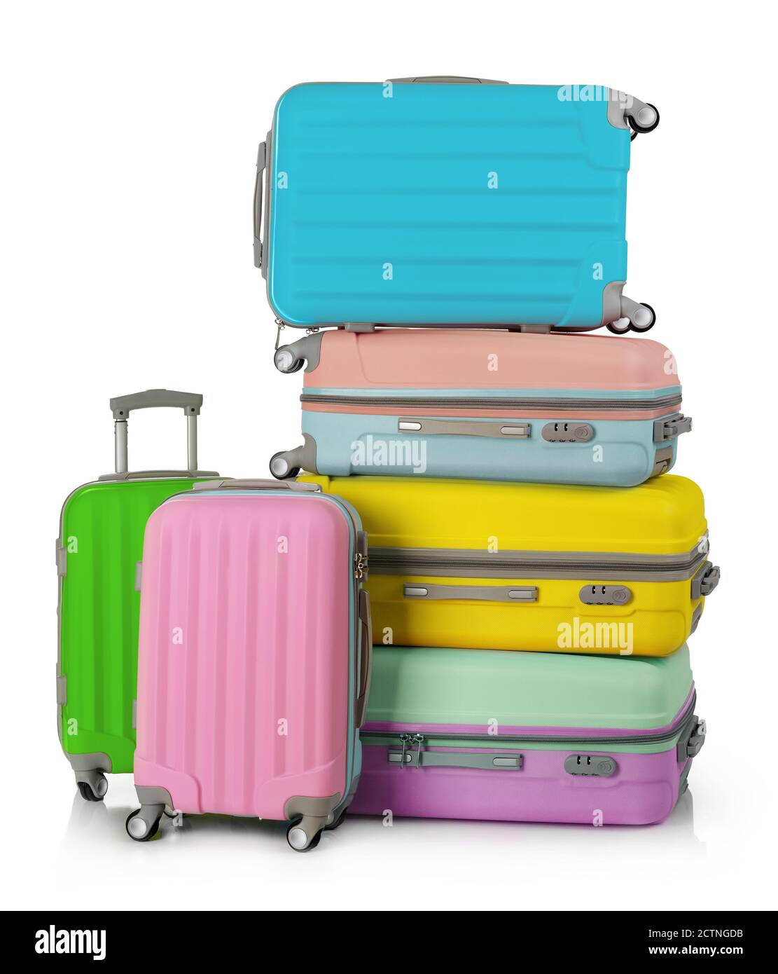 Suitcases stack isolated on white Stock Photo - Alamy